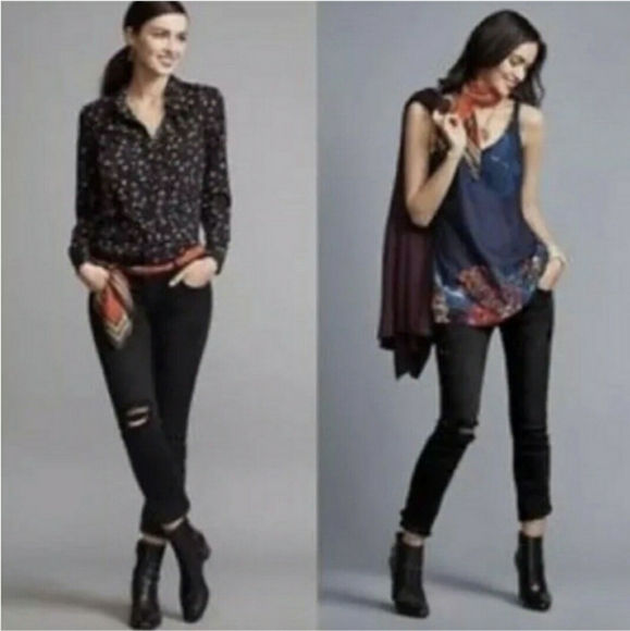 CAbi | Jeans | Cabi 3387 Slim Boyfriend Distressed Black Jeans Size 6 ...